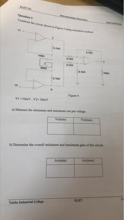 Solved ELET 211 Instrumentation Electronics Question 4 | Chegg.com Solved ELET 211 Instrumentation Electronics Question 4 | Chegg.com