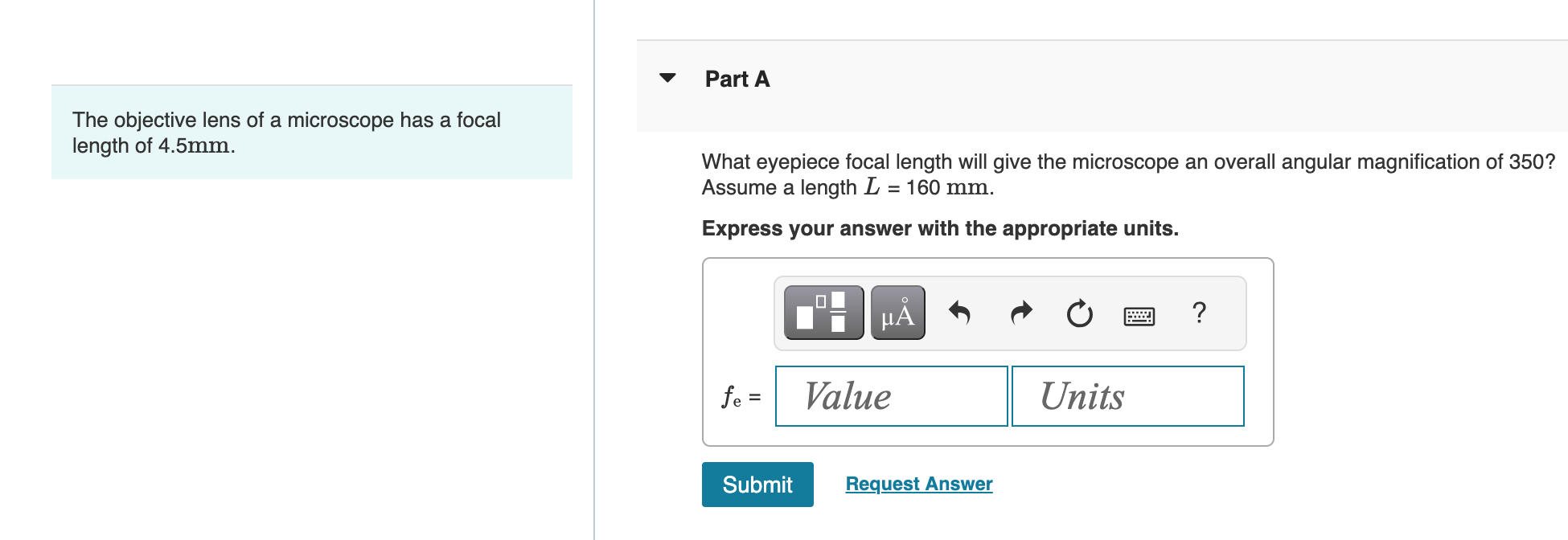 Solved The objective lens of a microscope has a focallength | Chegg.com