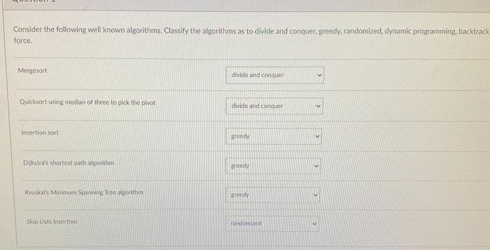 Solved Consider the following well known algorithms. | Chegg.com