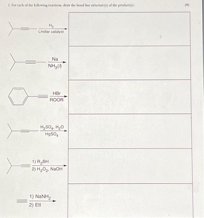 Solved 1. For each of the following reactions, draw the bond | Chegg.com