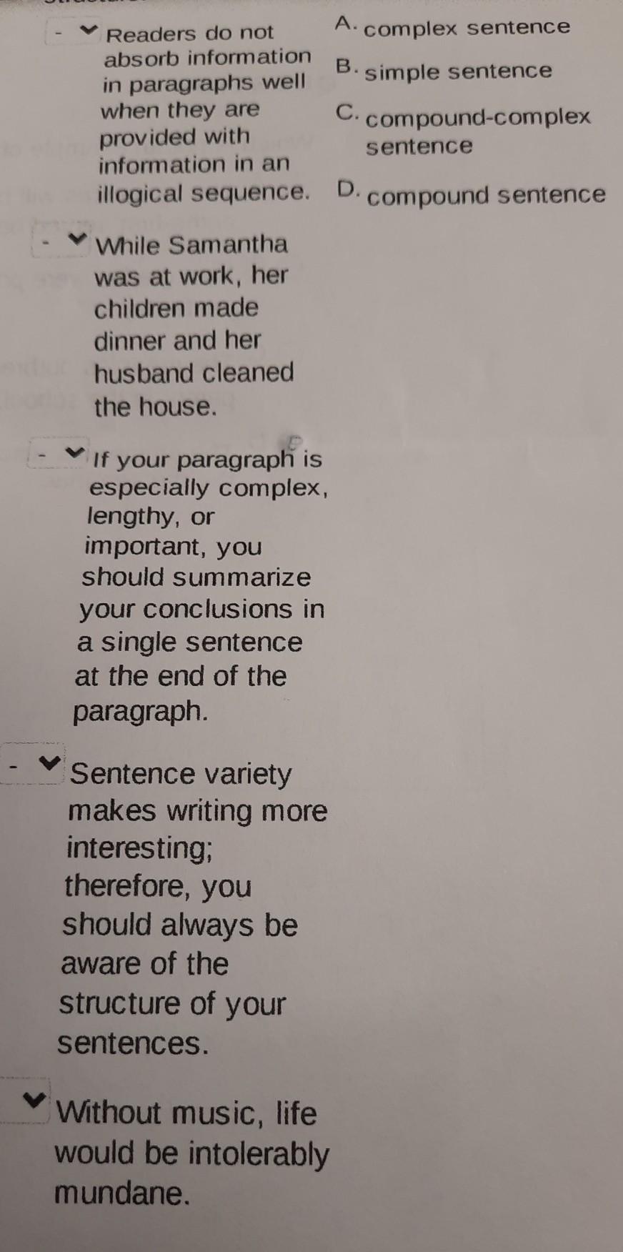 Solved Readers do not A. complex sentence absorb information | Chegg.com