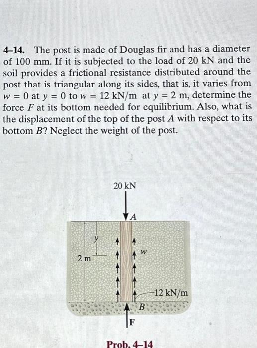 Solved 4-14. The post is made of Douglas fir and has a | Chegg.com