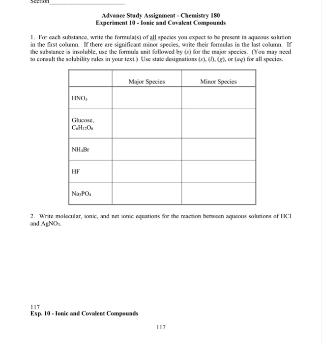 Solved Advance Study Assignment - Chemistry 180 Experiment | Chegg.com