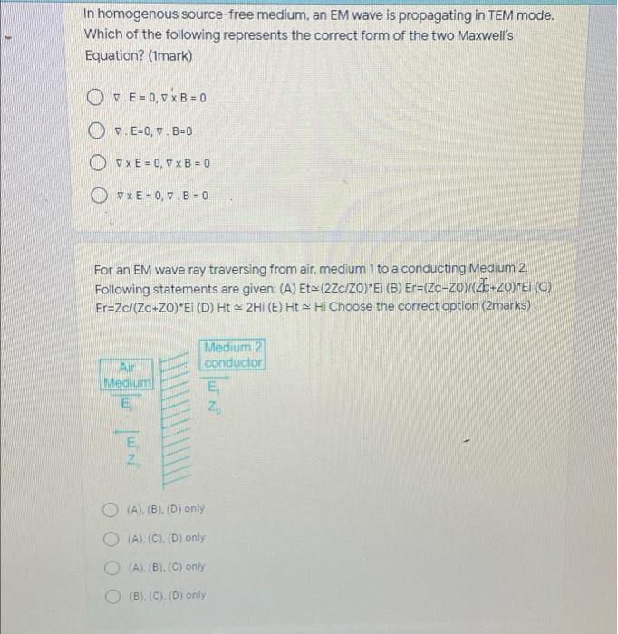Solved In homogenous source-free medium, an EM wave is | Chegg.com