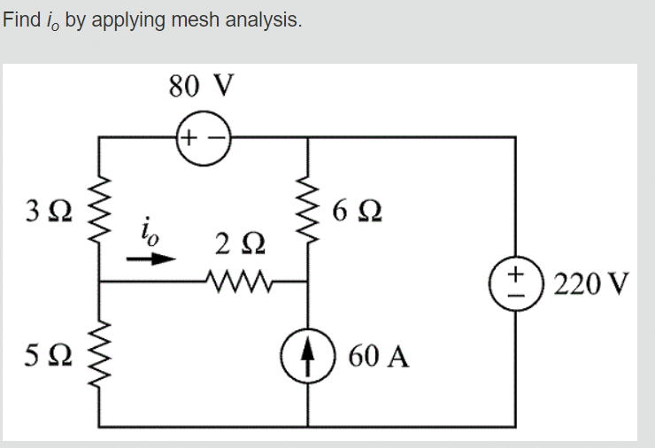 Solved Find i0 ﻿by applying mesh analysis | Chegg.com