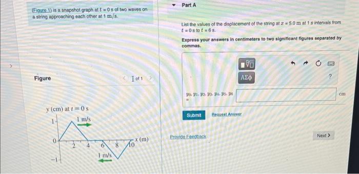 Solved (Figure 1) is a snapshot graph at t=0s of two waves | Chegg.com