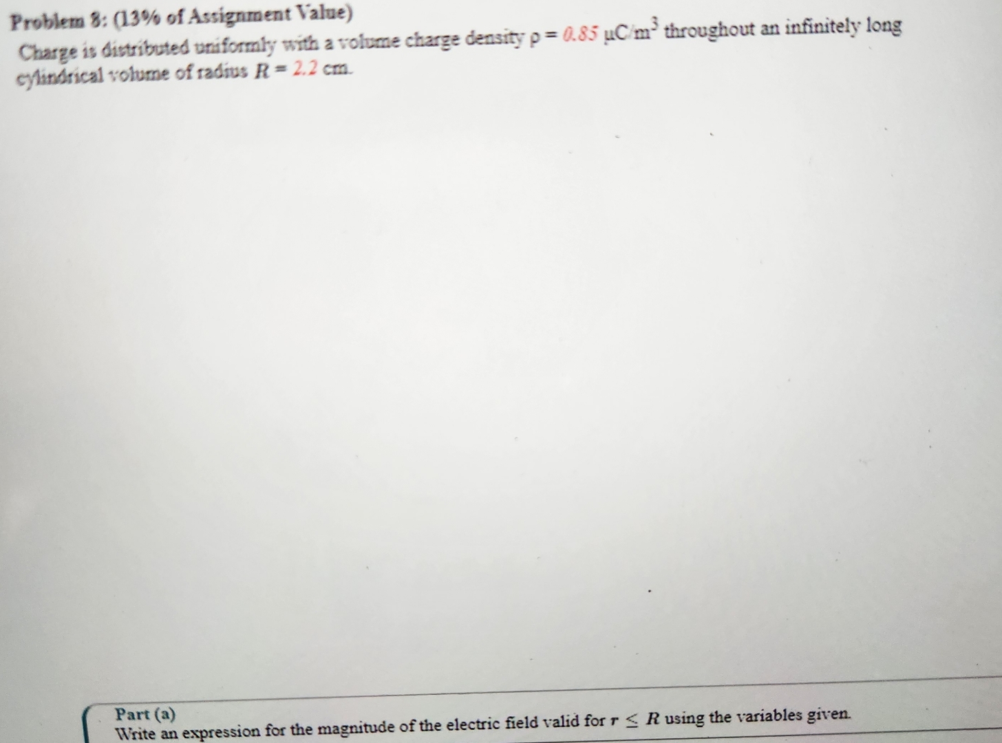 Solved Problem 8: ( 13% ﻿of Assignment Value)Charge is | Chegg.com