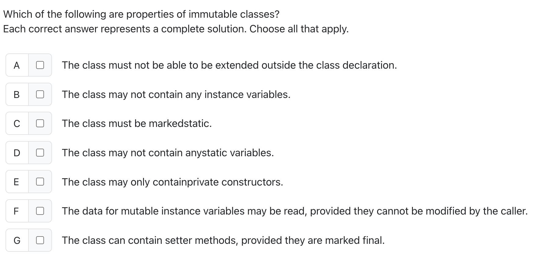 Solved Which of the following are properties of immutable | Chegg.com