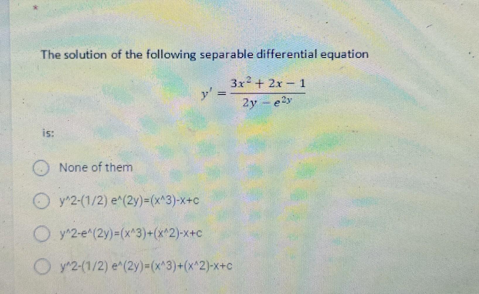 Solved The integrating factor of the following non-exact | Chegg.com