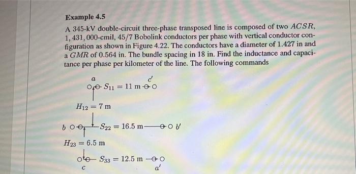 Solved Example 4.5 A 345-kV double-circuit three-phase | Chegg.com