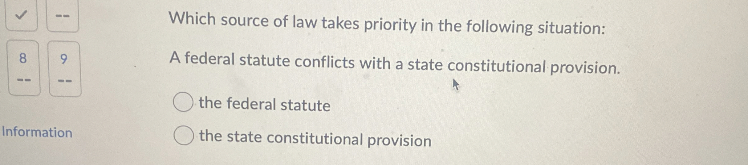 Solved Which source of law takes priority in the following | Chegg.com
