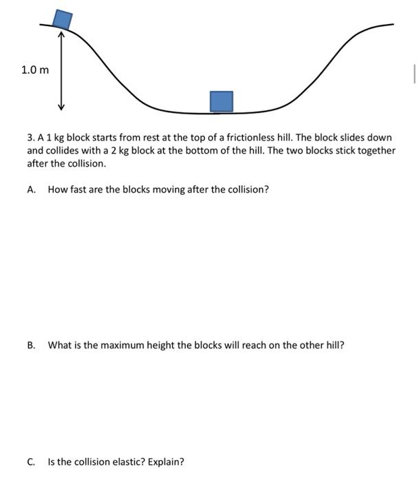 Solved 3. A 1 kg block starts from rest at the top of a | Chegg.com