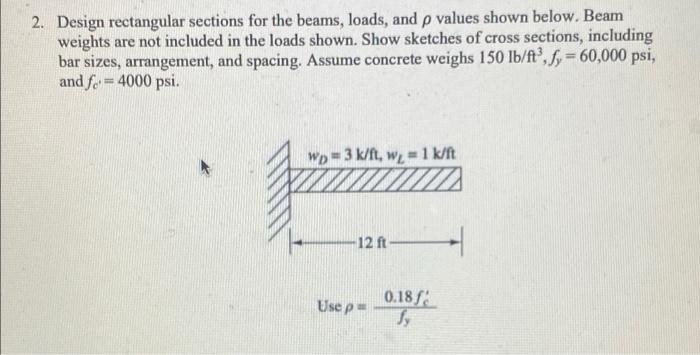 Solved 2. Design rectangular sections for the beams, loads, | Chegg.com