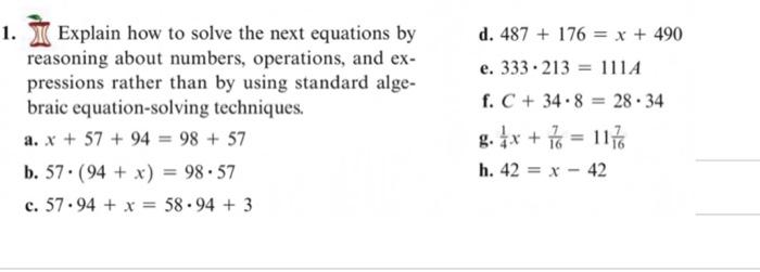 Solved 1. Explain how to solve the next equations by | Chegg.com