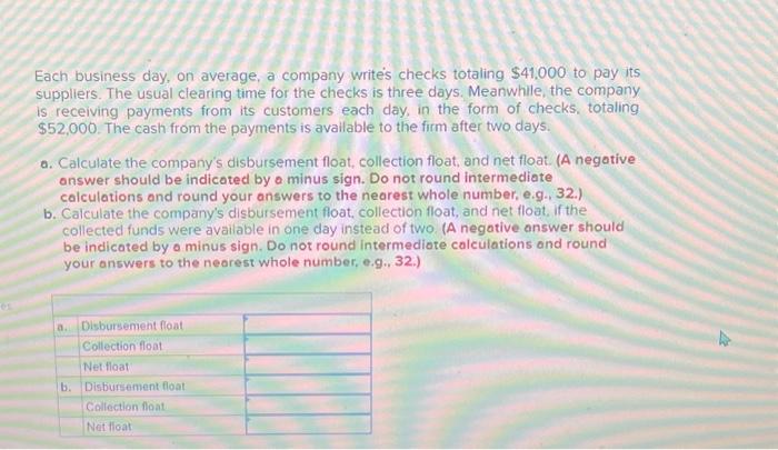 Solved es Each business day, on average, a company write's | Chegg.com