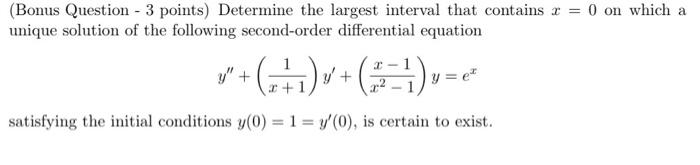 Solved (Bonus Question - 3 points) Determine the largest | Chegg.com