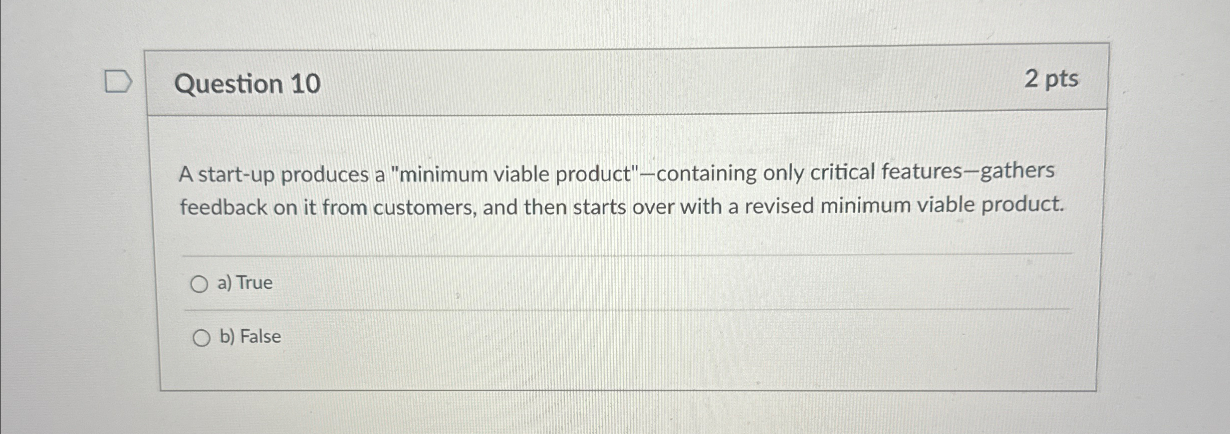 Solved Question 102 ﻿ptsA start-up produces a "minimum | Chegg.com