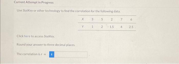 Solved Current Attempt in Progress Use StatKey or other | Chegg.com