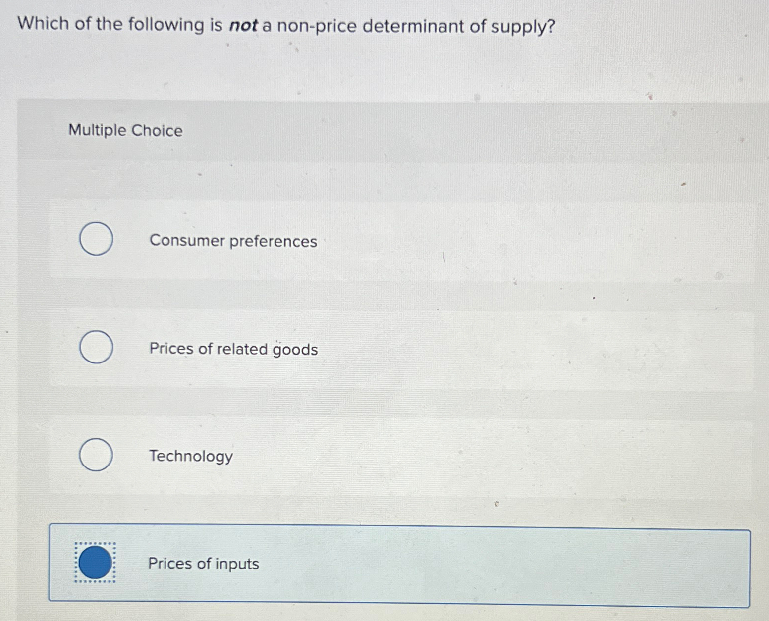 Solved Which of the following is not a non-price determinant | Chegg.com