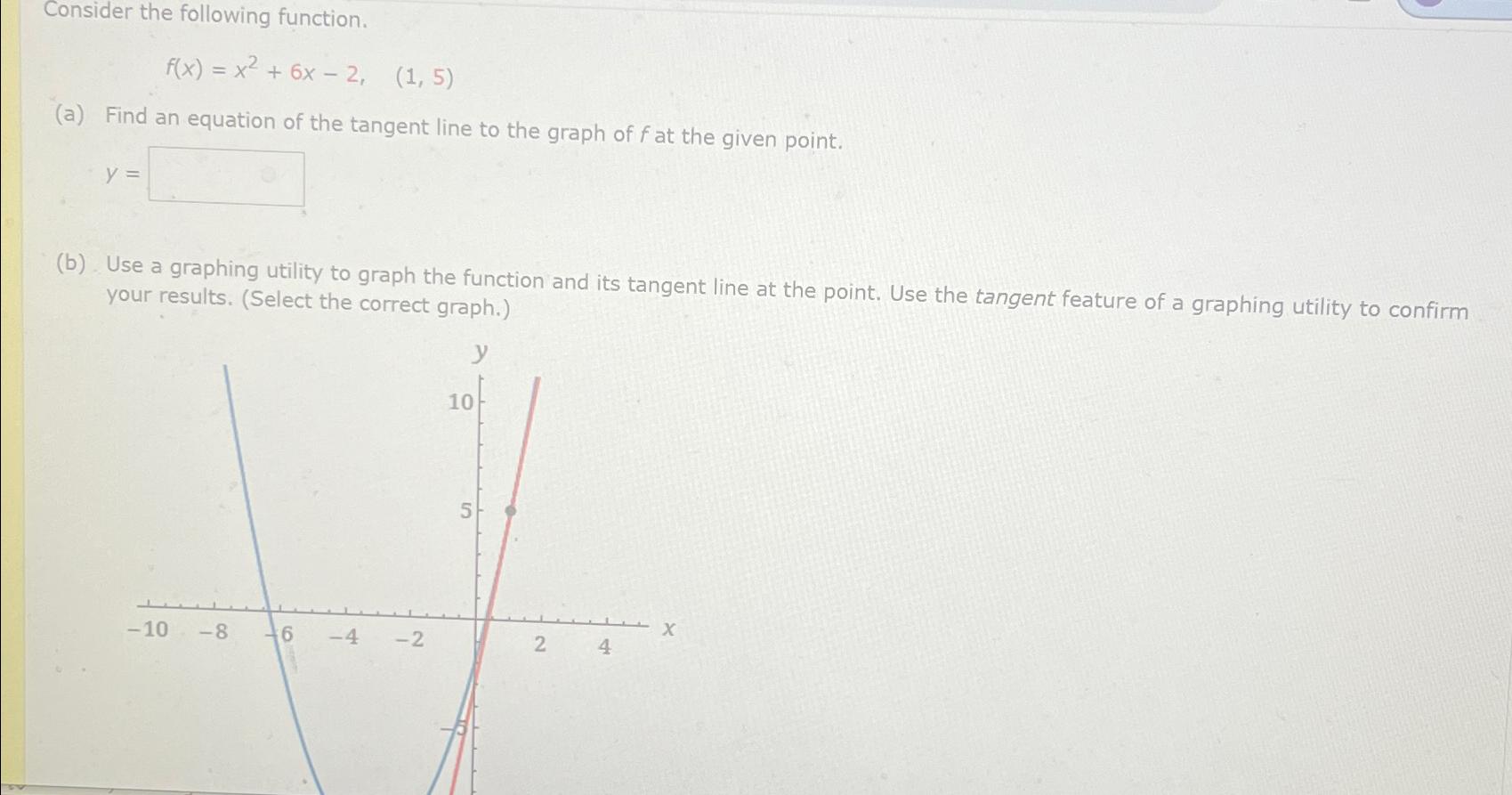 Solved Consider the following function.f(x)=x2+6x-2,(1,5)(a) | Chegg.com