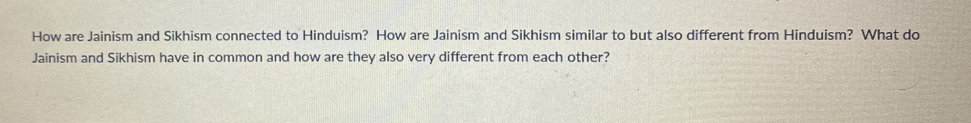 Solved How are Jainism and Sikhism connected to Hinduism? | Chegg.com