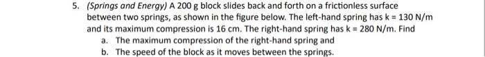 Solved 5. (Springs and Energy) A 200 g block slides back and | Chegg.com
