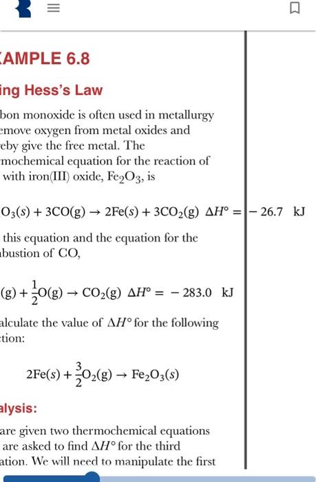 Solved Using Hess's Law Carbon monoxide is often used in | Chegg.com