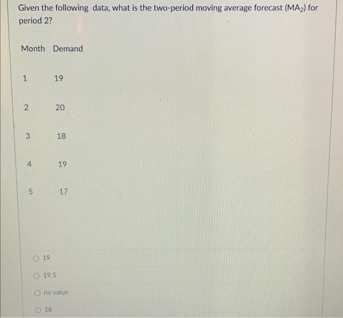 Solved Given the following data, what is the two-period | Chegg.com