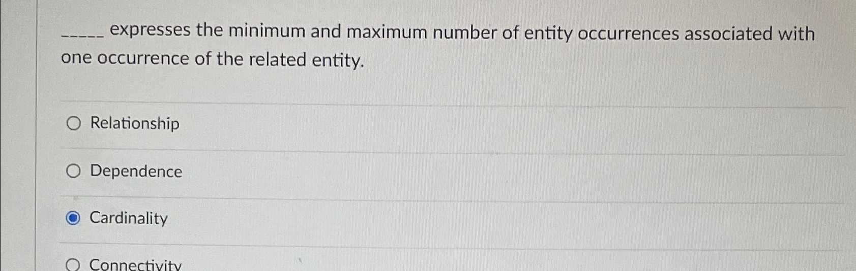 Solved expresses the minimum and maximum number of entity | Chegg.com
