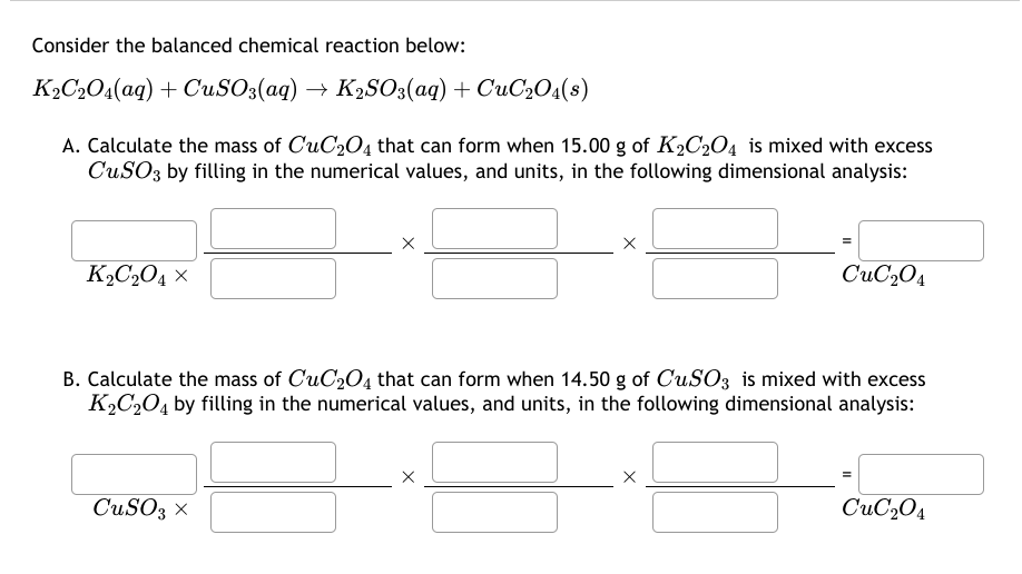 Solved B. ﻿Calculate the mass of CuC2O4 ﻿that can form when | Chegg.com