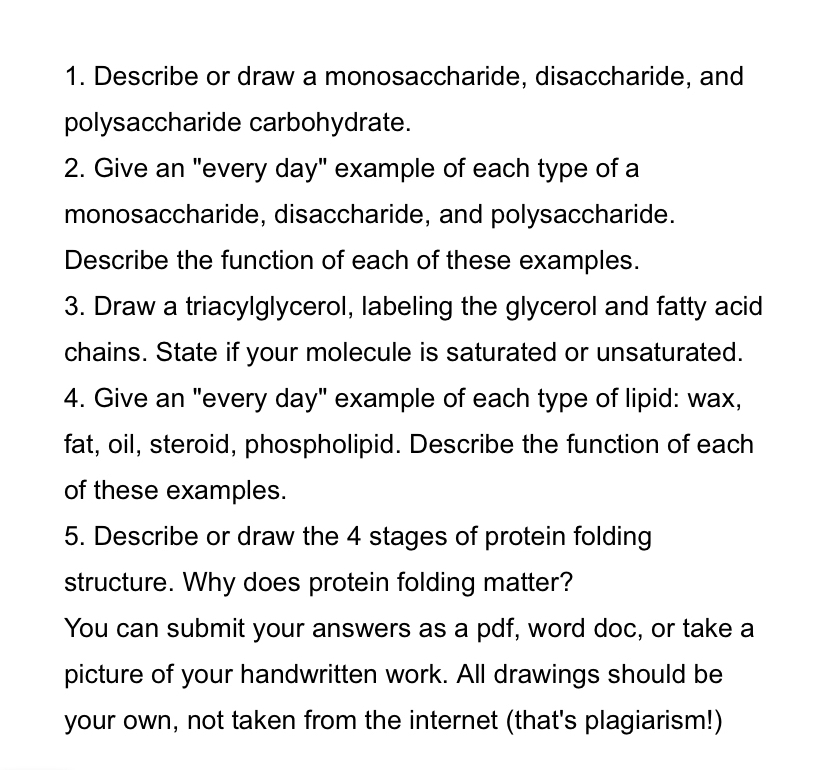Solved Describe or draw a monosaccharide, disaccharide, and | Chegg.com
