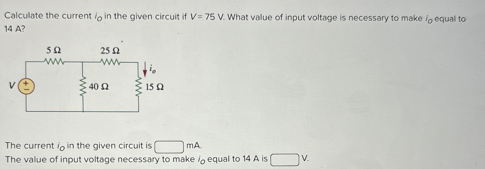 Solved Calculate the current iO ﻿in the given circuit if | Chegg.com