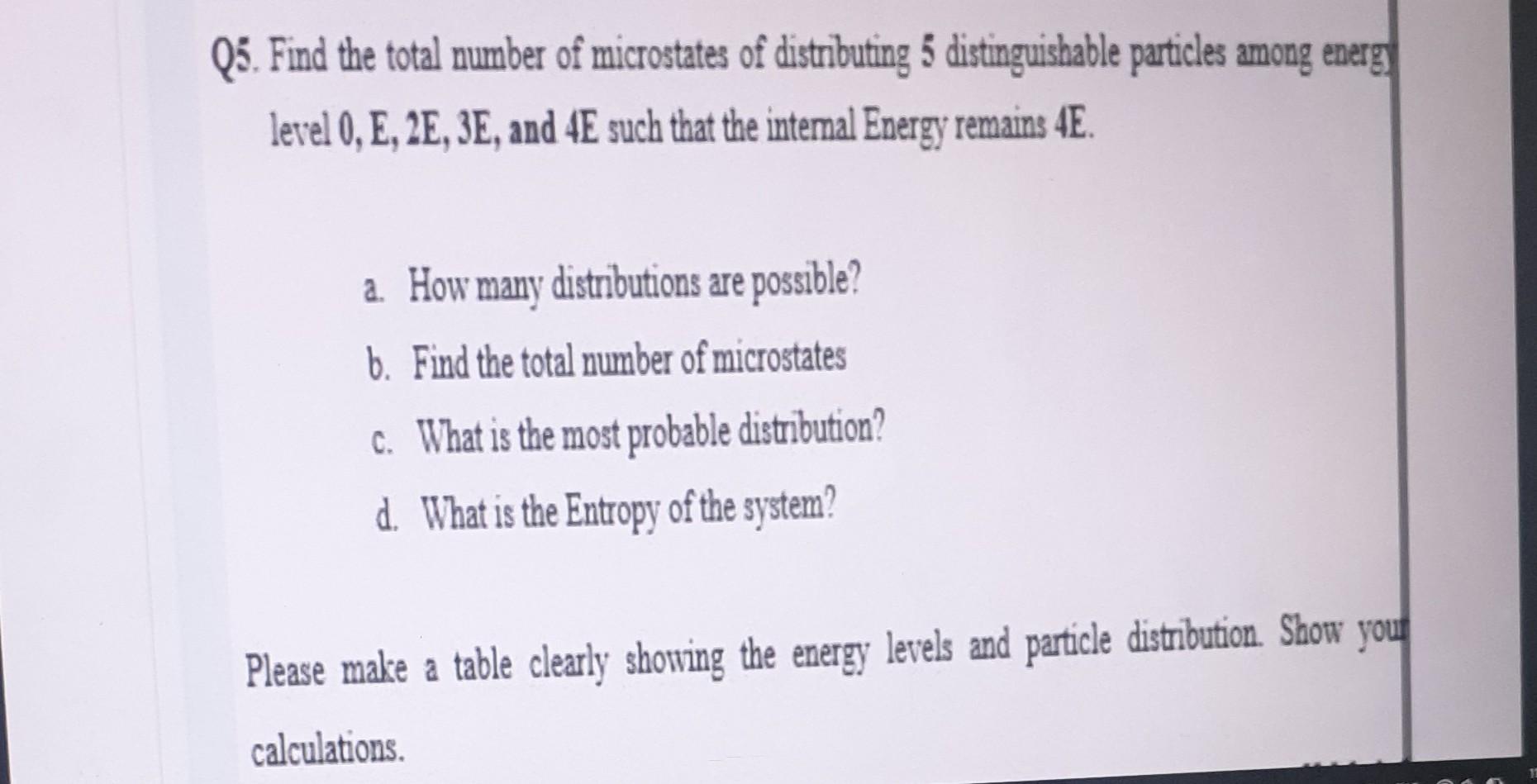 Solved Q5. Find the total number of microstates of | Chegg.com