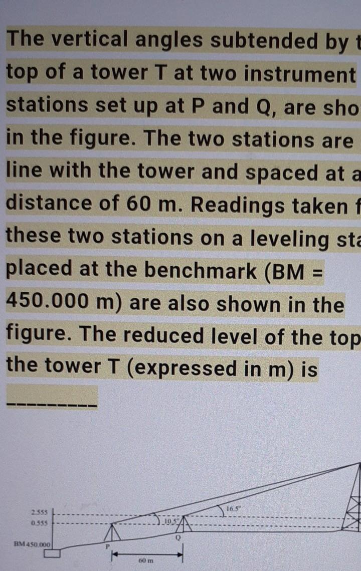 Solved The vertical angles subtended by t top of a tower T | Chegg.com