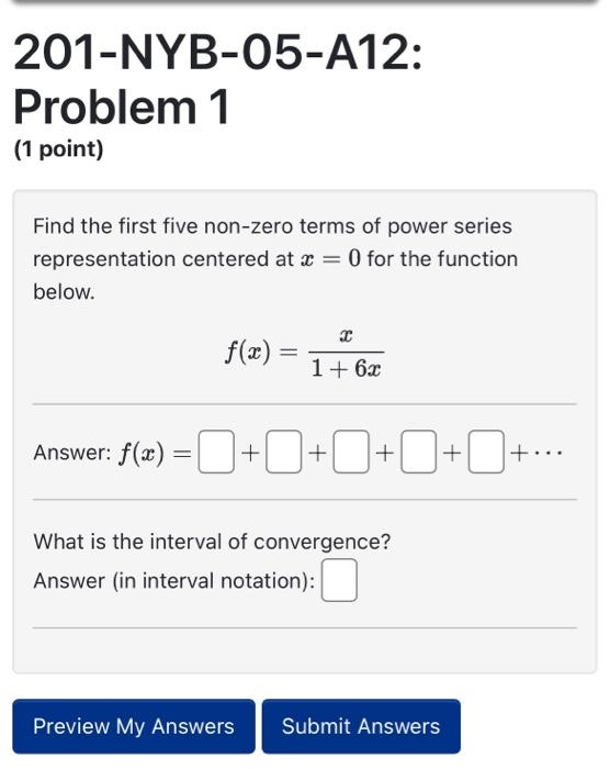 Solved 201-NYB-05-A12: Problem 1 (1 point) Find the first | Chegg.com
