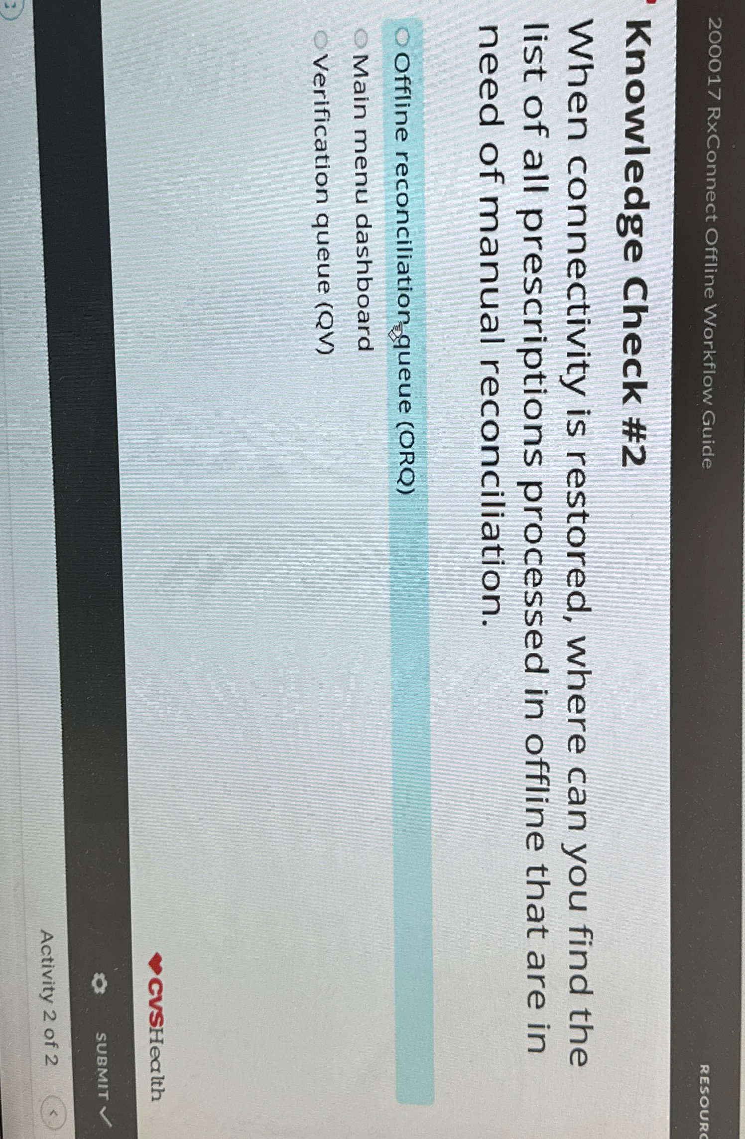 Solved 200017 ﻿RxConnect Offline Workflow GuideKnowledge | Chegg.com