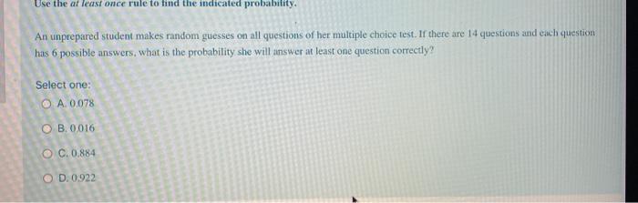 Solved Use the at least once rule to find the indicated | Chegg.com