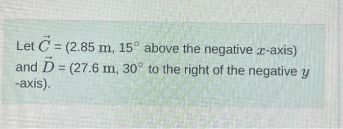 Solved Let C=(2.85 m,15∘ above the negative x-axis ) and | Chegg.com