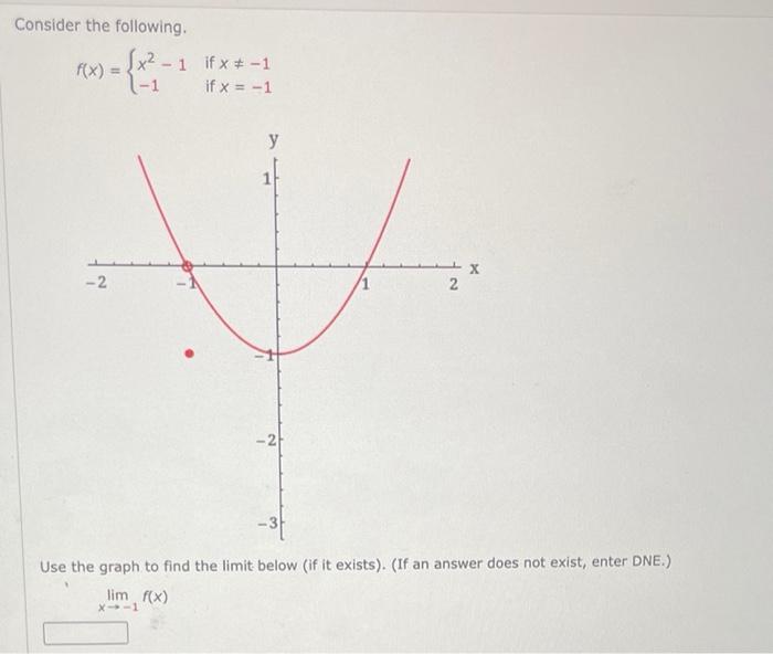 Solved Consider the following. f(x)={x2−1−1 if x =−1 if x=−1 | Chegg.com