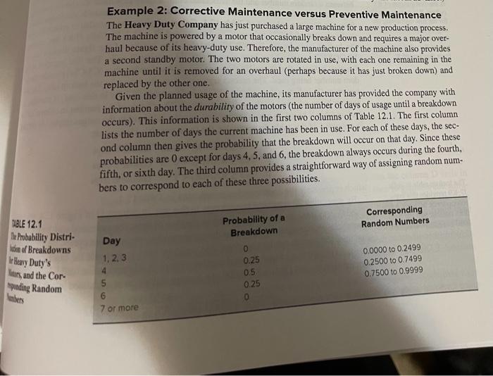 Solved Example 2: Corrective Maintenance versus Preventive | Chegg.com