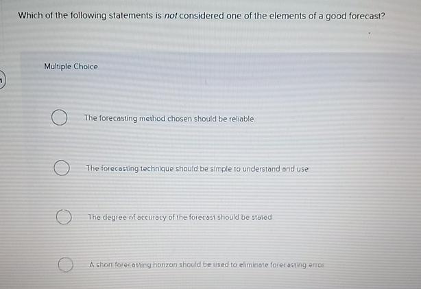 Solved Which of the following statements is not considered | Chegg.com