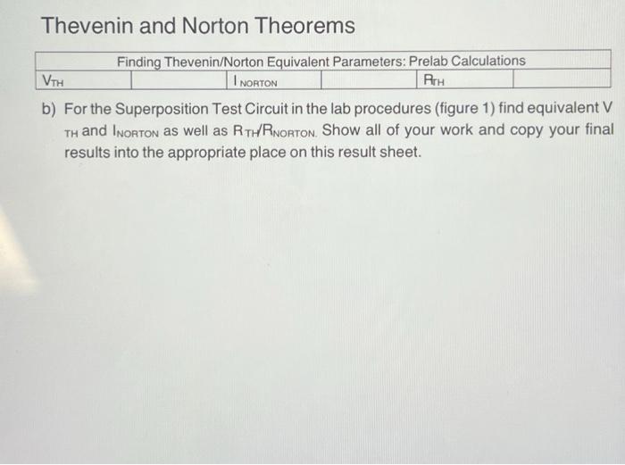 Solved Thevenin and Norton Theorems b) For the Superposition | Chegg.com