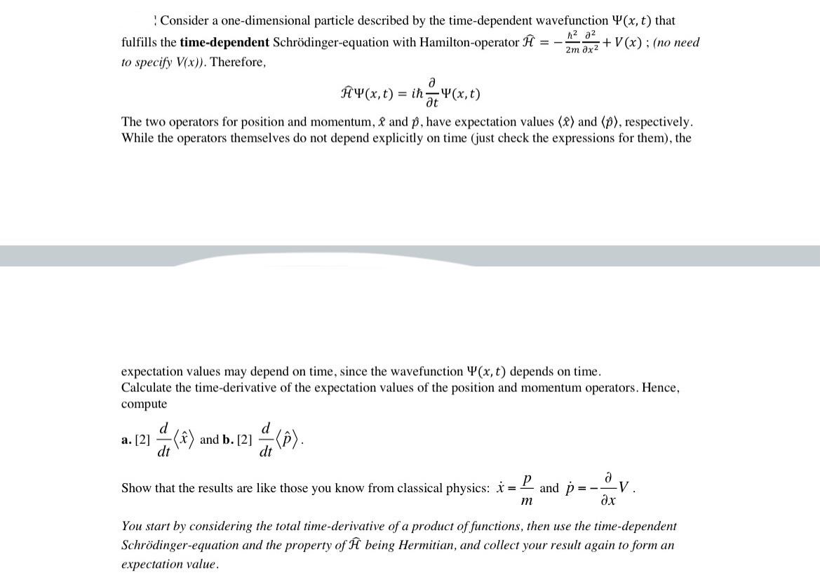 Solved ? ﻿Consider a one-dimensional particle described by | Chegg.com