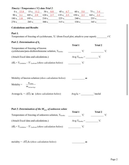 Solved REPORT 1 Colligative Properties of Solutions: AT Name | Chegg.com