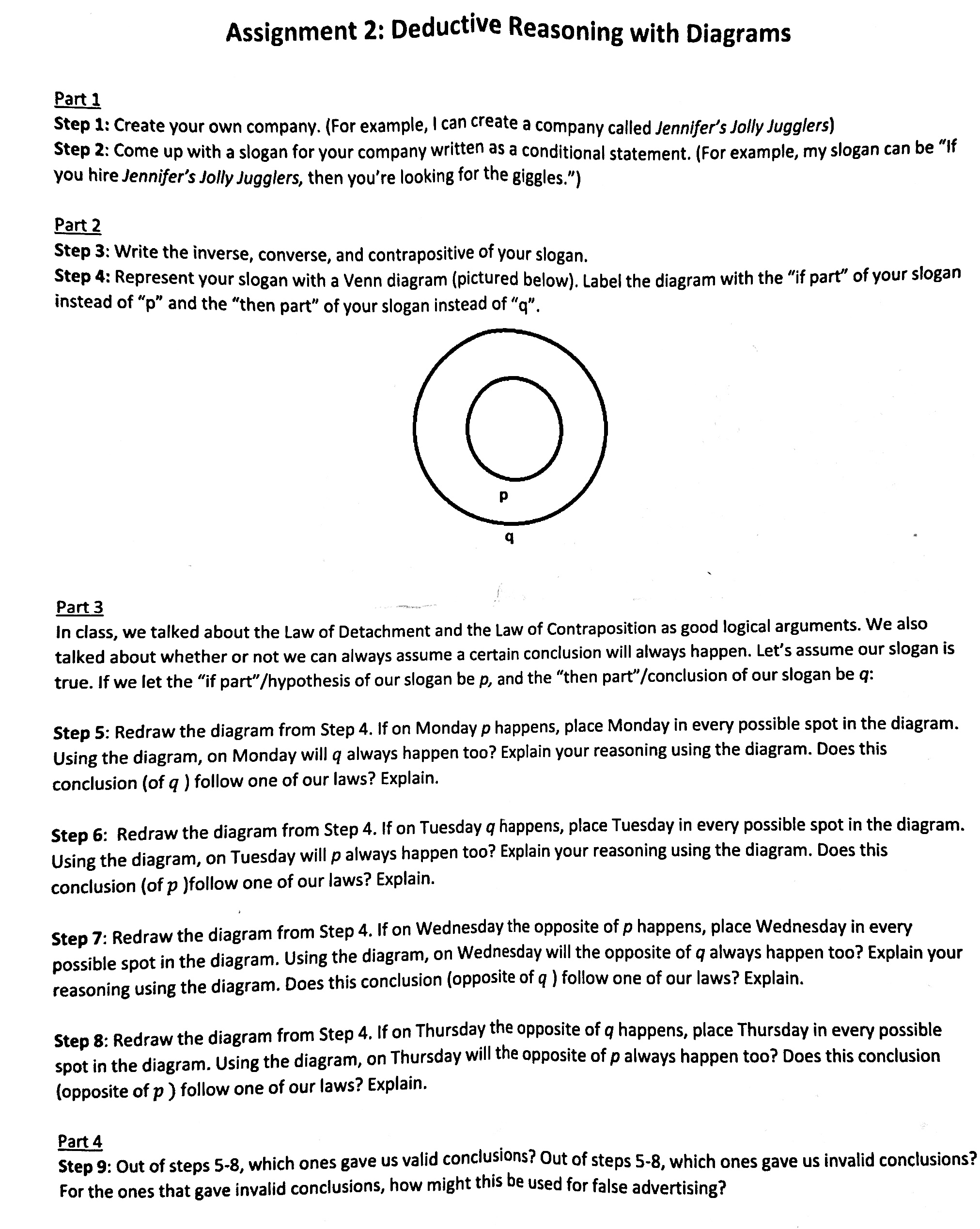 Solved Assignment 2: Deductive Reasoning with DiagramsPart | Chegg.com