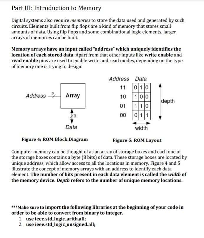 Part III: Introduction to Memory Digital systems also | Chegg.com