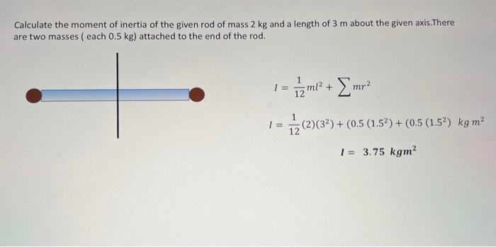Solved Calculate the moment of inertia of the given rod of | Chegg.com
