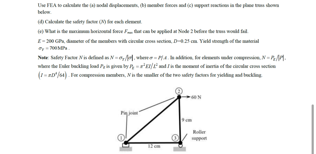 Solved Use FEA to calculate the (a) ﻿nodal displacements, | Chegg.com