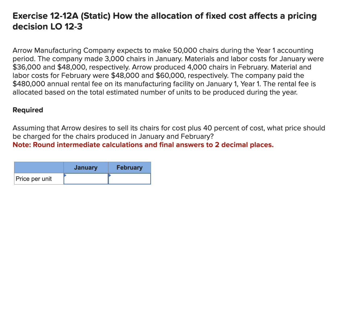 Solved Exercise 12-12A (Static) ﻿How the allocation of fixed | Chegg.com