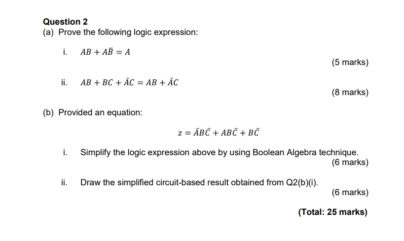 Solved Question 2(a) ﻿Prove the following logic | Chegg.com
